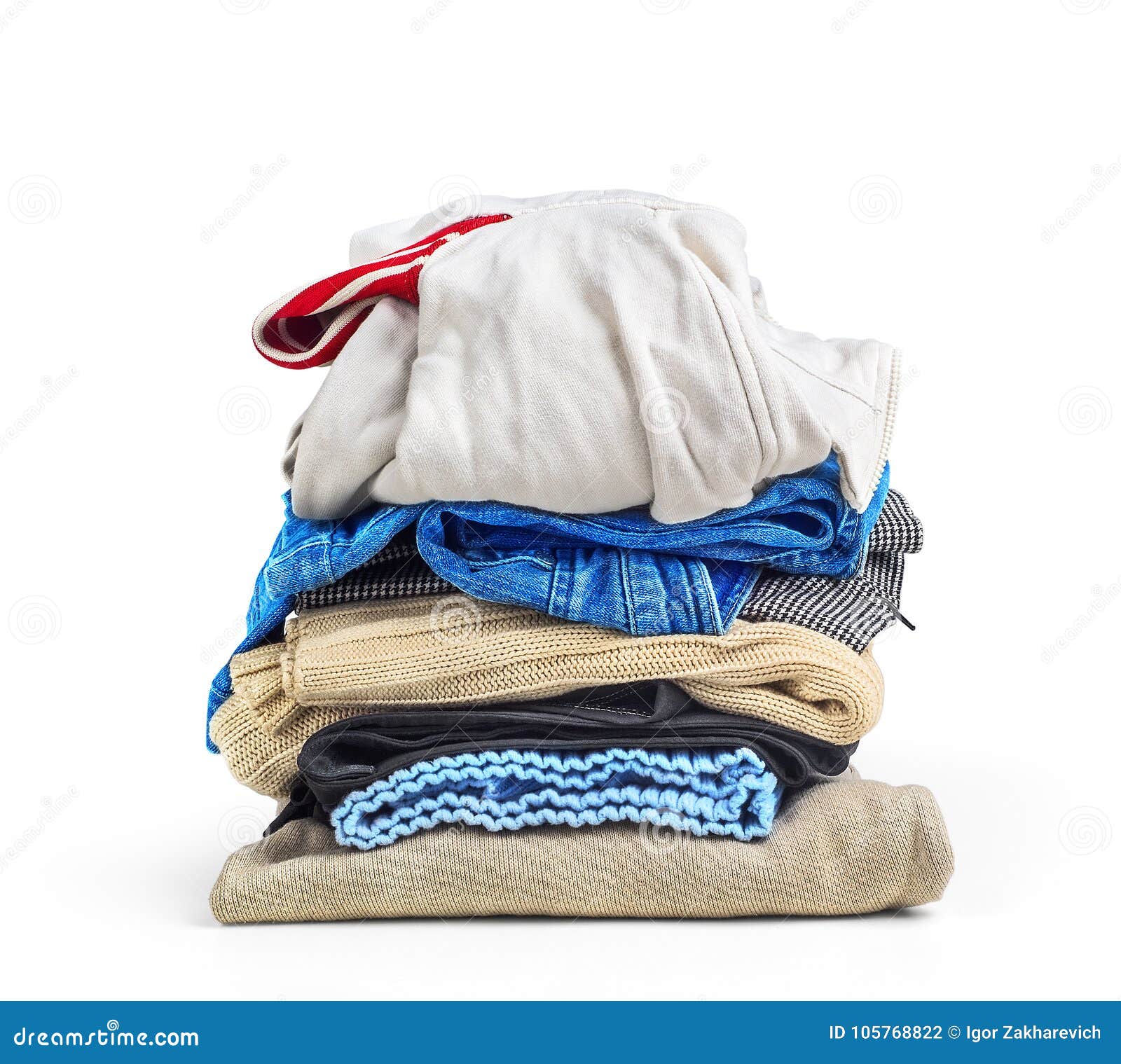 Stack of Clothes on a White Background Stock Photo - Image of green ...
