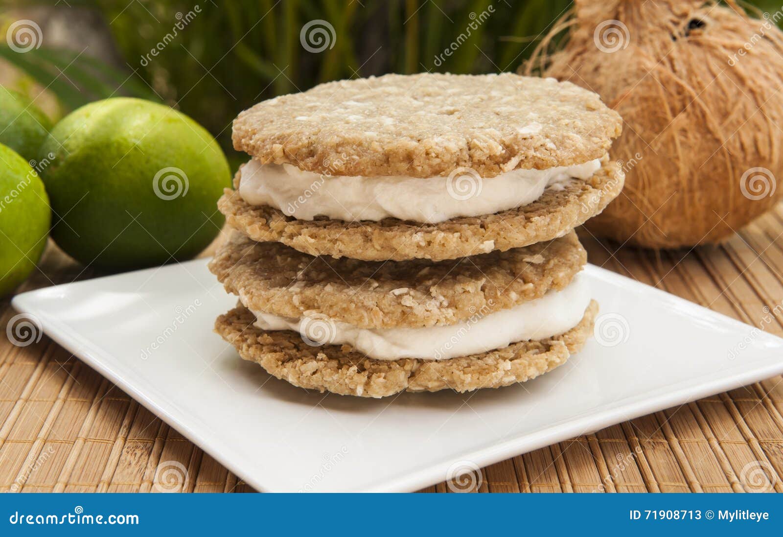 Stack of Coconut Lime Ice Cream Sandwiches Stock Image - Image of ...