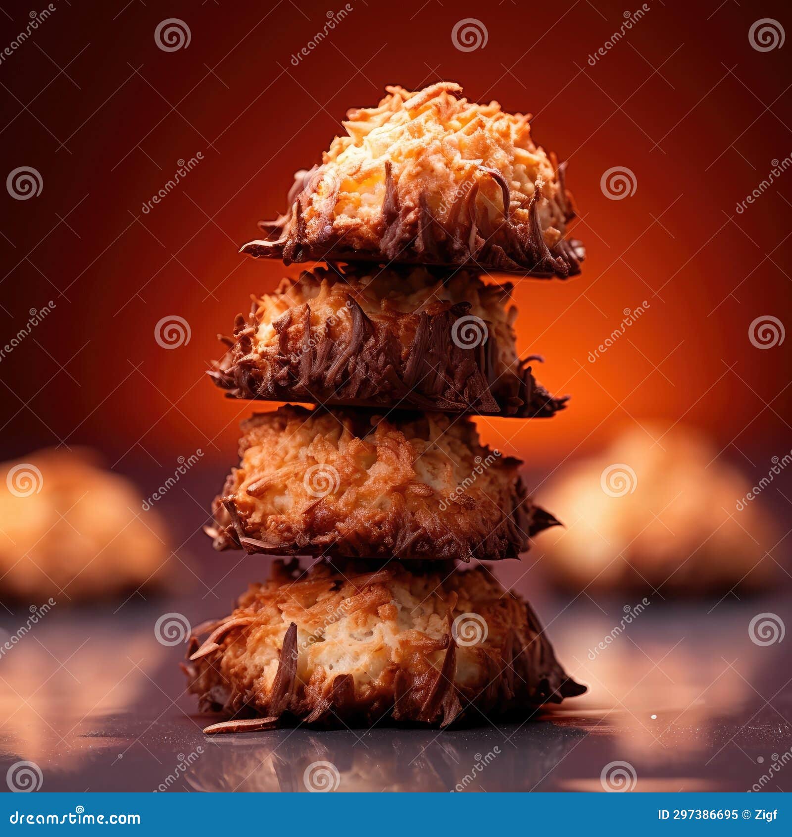 Stack of Coconut Macaroons on a Dark Background Stock Illustration ...