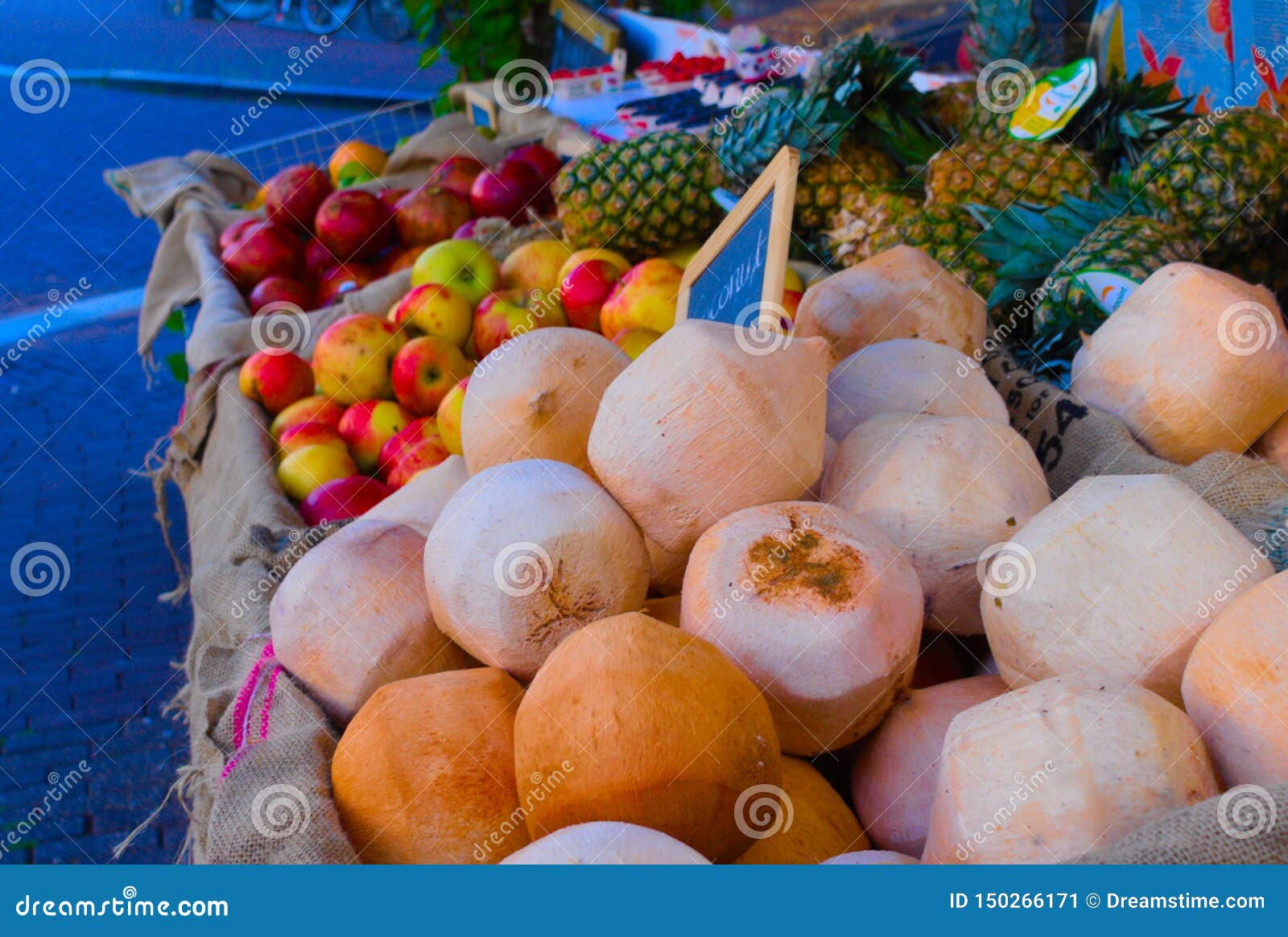 Stack of coconuts stock image. Image of market, delicious - 150266171