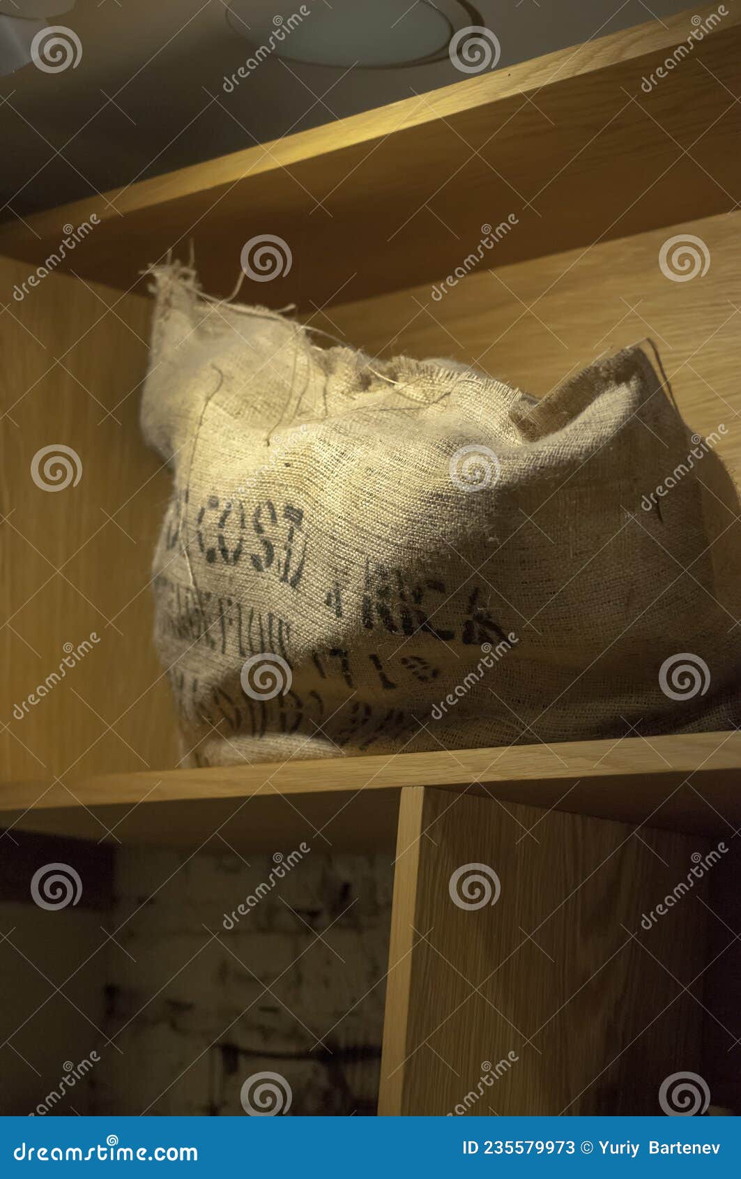 Stack of Coffee Bean-guny Sacks on Ceiling Shelf in Warehouse Stock ...