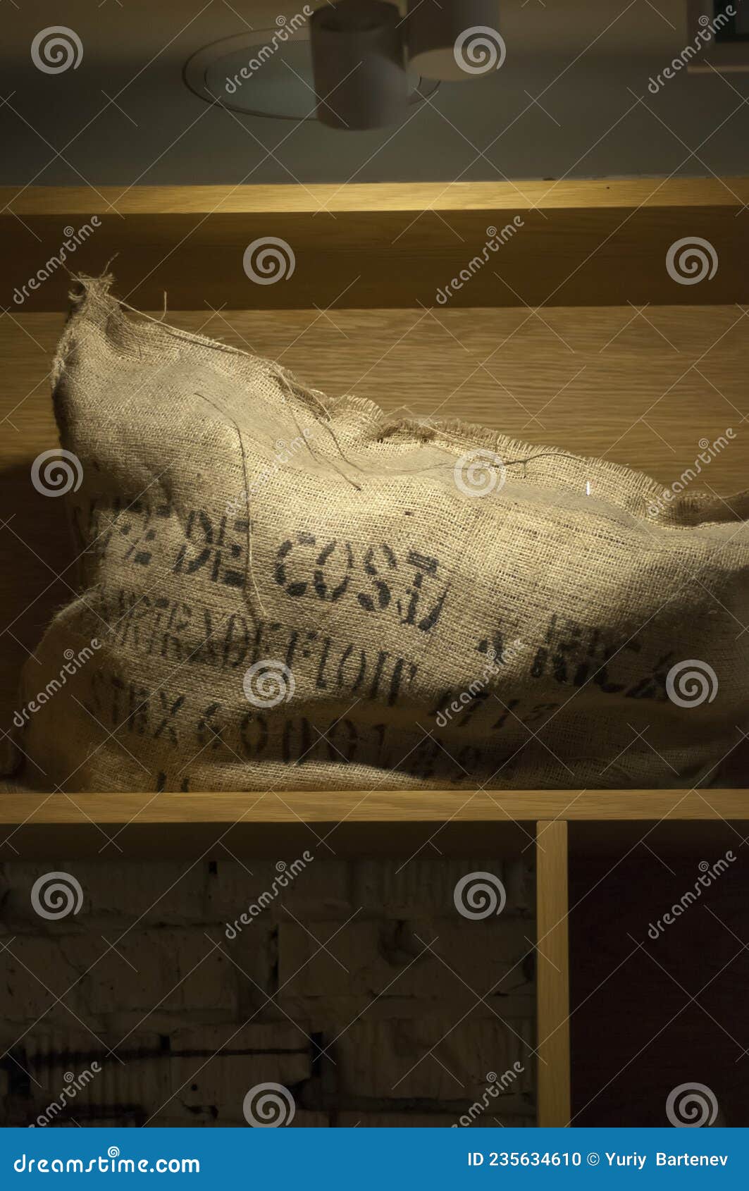 Stack of Coffee Bean-guny Sacks on Ceiling Shelf in Warehouse Stock ...