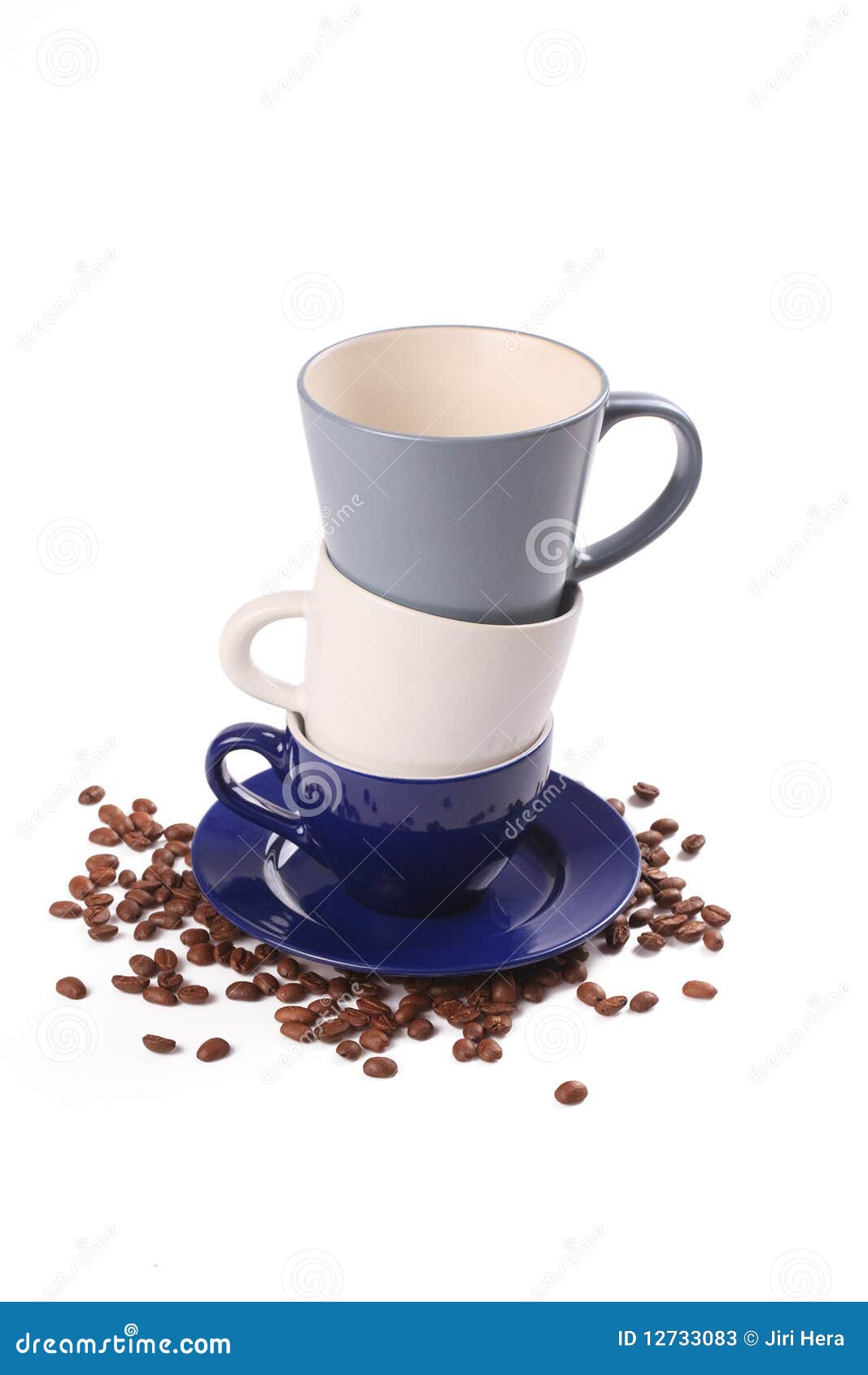 Stack of Coffee Cups with Coffee Beans Stock Image - Image of black ...