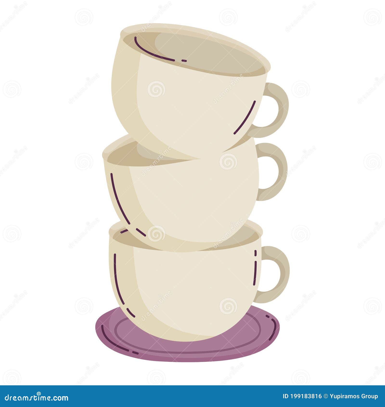 Stack of Coffee Cups Isolated Icon Style Stock Vector - Illustration of ...