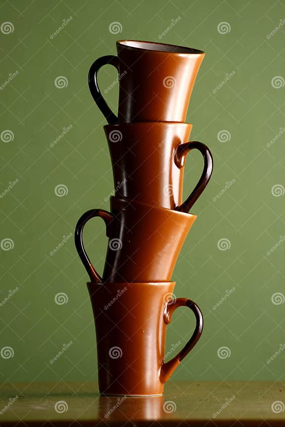 Stack of coffee mugs stock image. Image of pile, china - 48480277