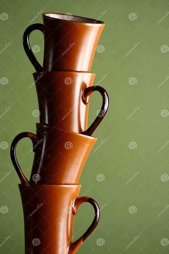 Stack of coffee mugs stock image. Image of wood, drink - 48480291
