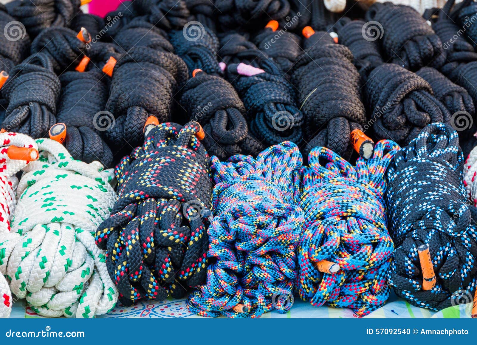 Stack of Coiled Nylon Rope. Stock Photo - Image of object, line: 57092540