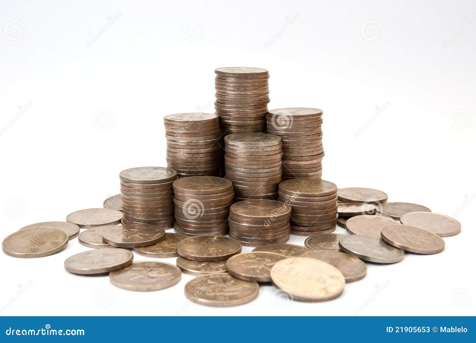 Stack of coin stock image. Image of isolated, savings - 21905653