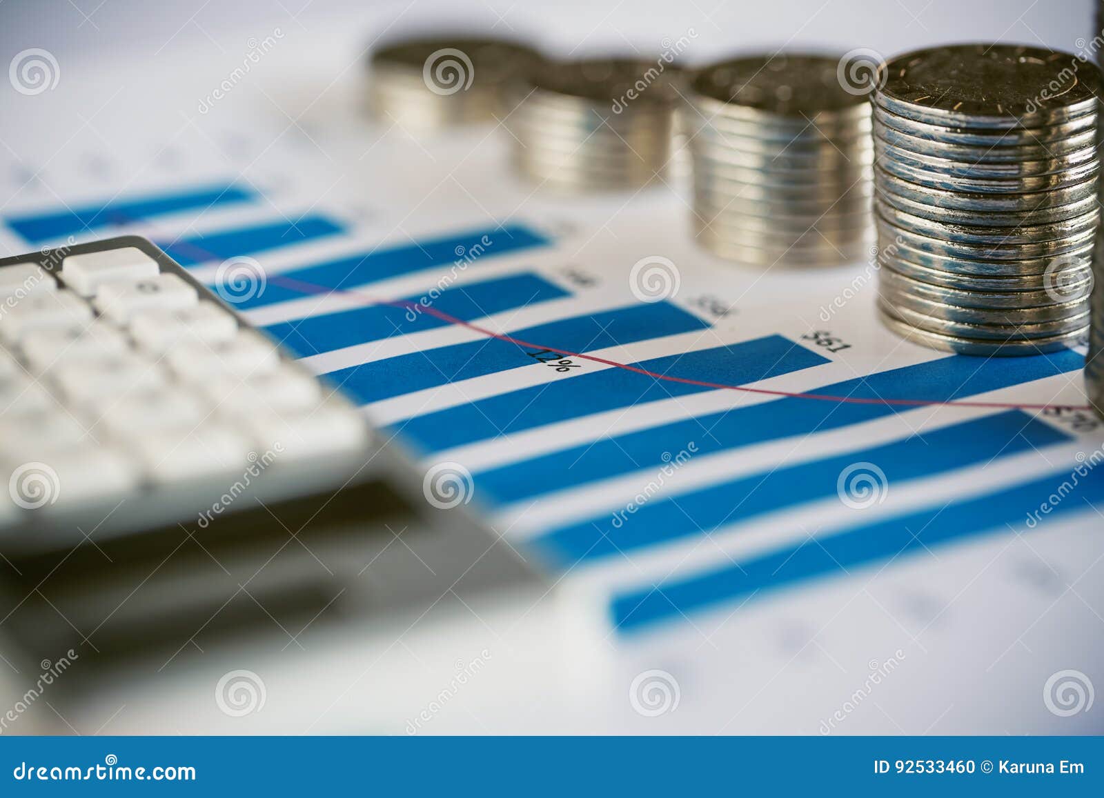 Stack of Coin with Bar Graph Stock Photo - Image of market, heap: 92533460