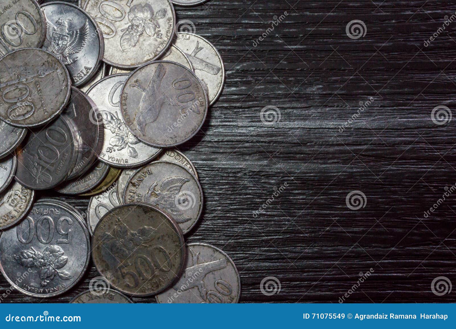 Stack of Coin on Black Wood Pattern Stock Image - Image of concepts ...