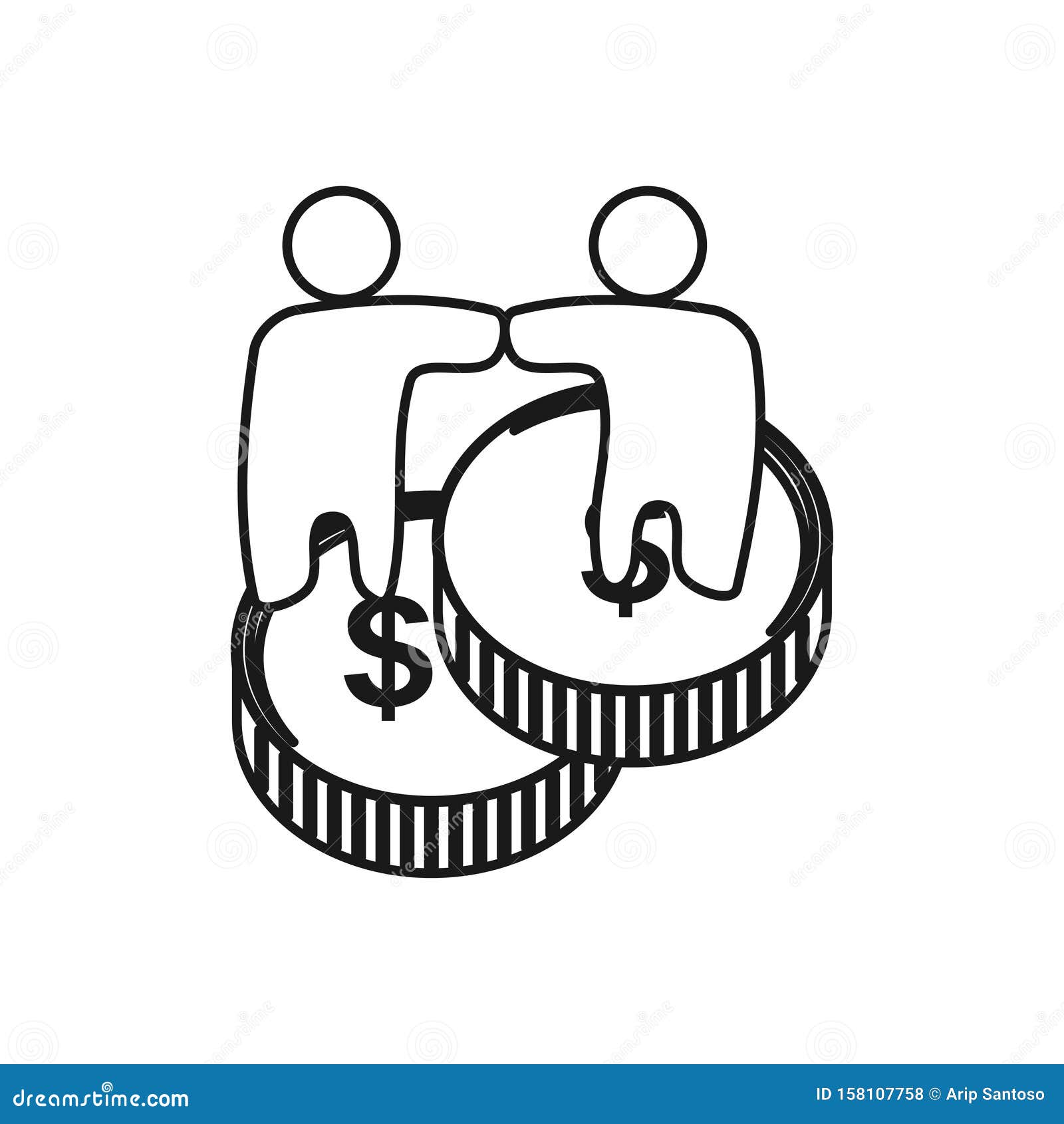 Stack Coin Money Commitment Teamwork Together Outline Logo Stock Vector ...