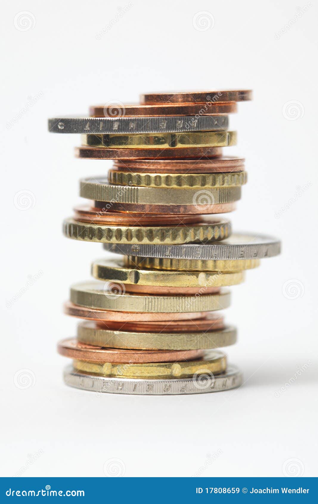 Stack of coins stock image. Image of euro, isolated, account - 17808659