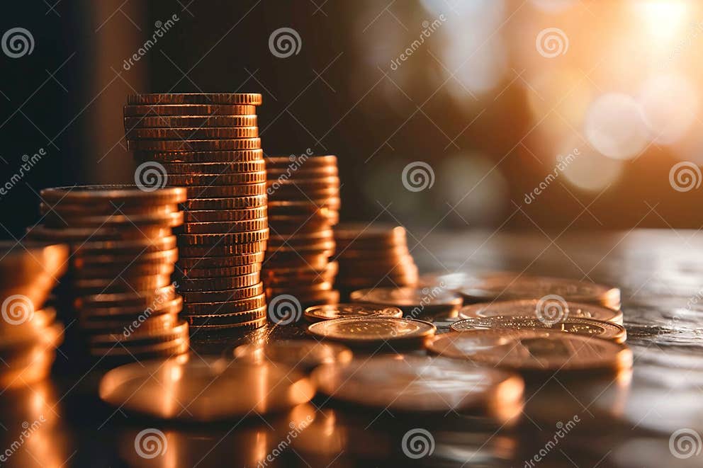 Stack of Coins Ascending. Ai Generative Stock Image - Image of savings ...