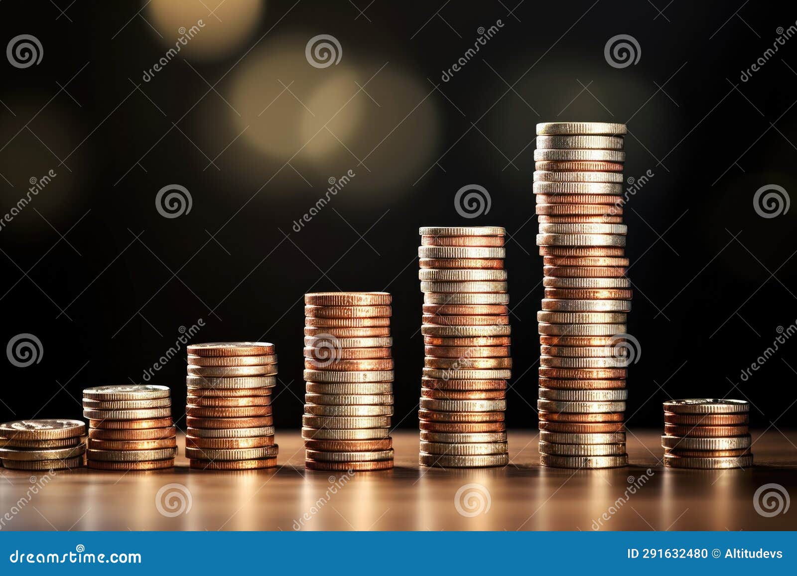 Stack of Coins of Ascending Height Portraying Growth Stock Photo ...