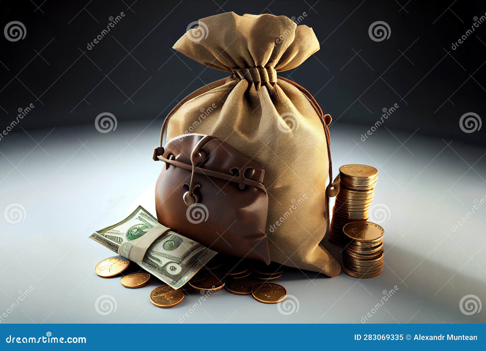 Stack Coins and Banknote. Save Money Concept Stock Illustration ...