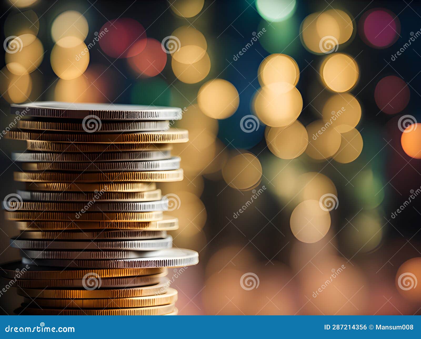 Stack of Coins on Black Background, Ai Generated Stock Illustration ...