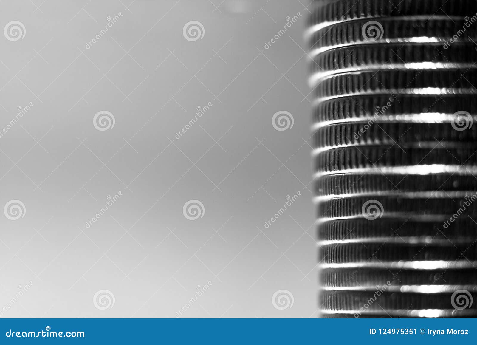 Stack of Coins Black and White Macro Stock Image - Image of silver ...