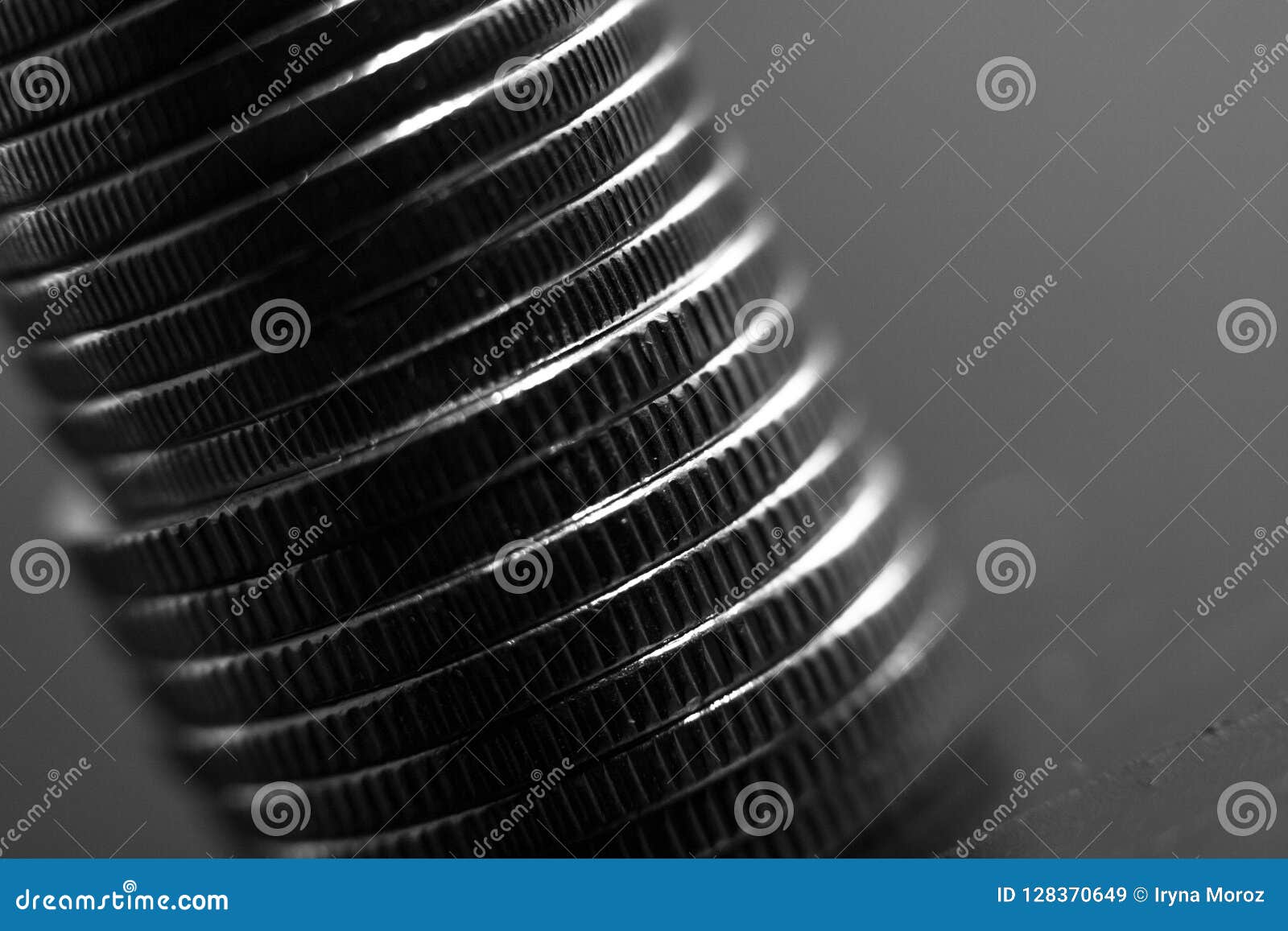 Stack of Coins Black and White Macro Stock Image - Image of banking ...