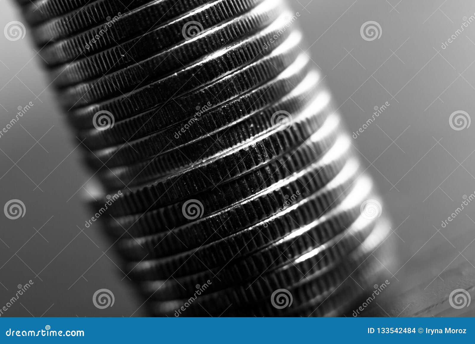 Stack of Coins Black and White Macro Stock Photo - Image of currency ...