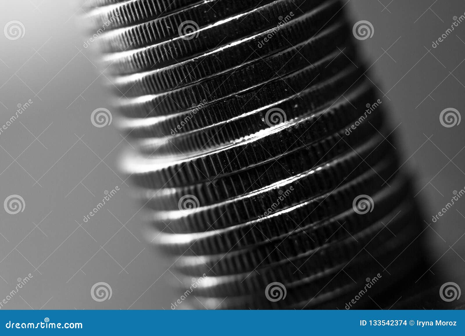 Stack of Coins Black and White Macro Stock Photo - Image of currency ...