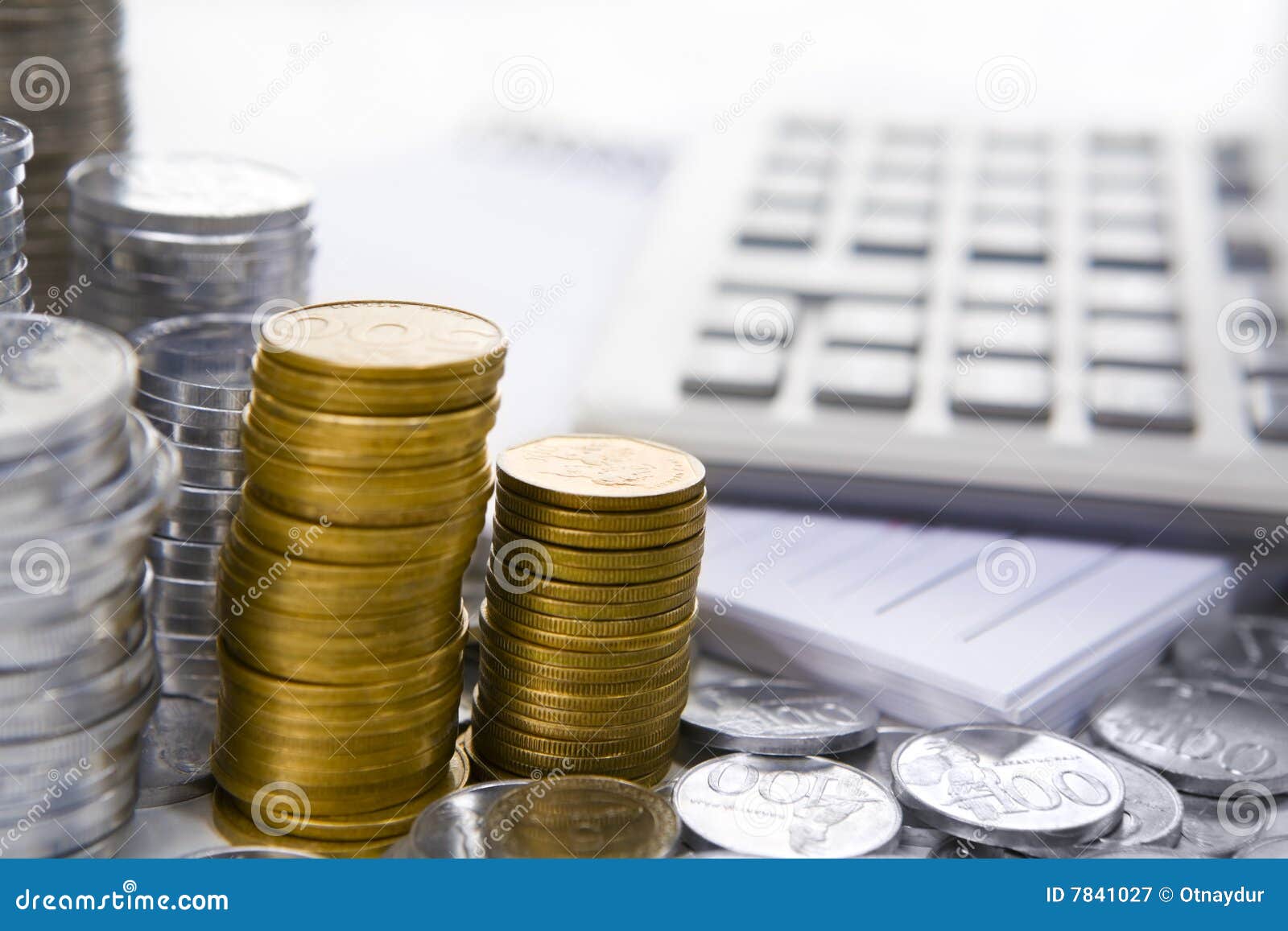 Stack of Coins and Calculator Stock Image - Image of book, business ...