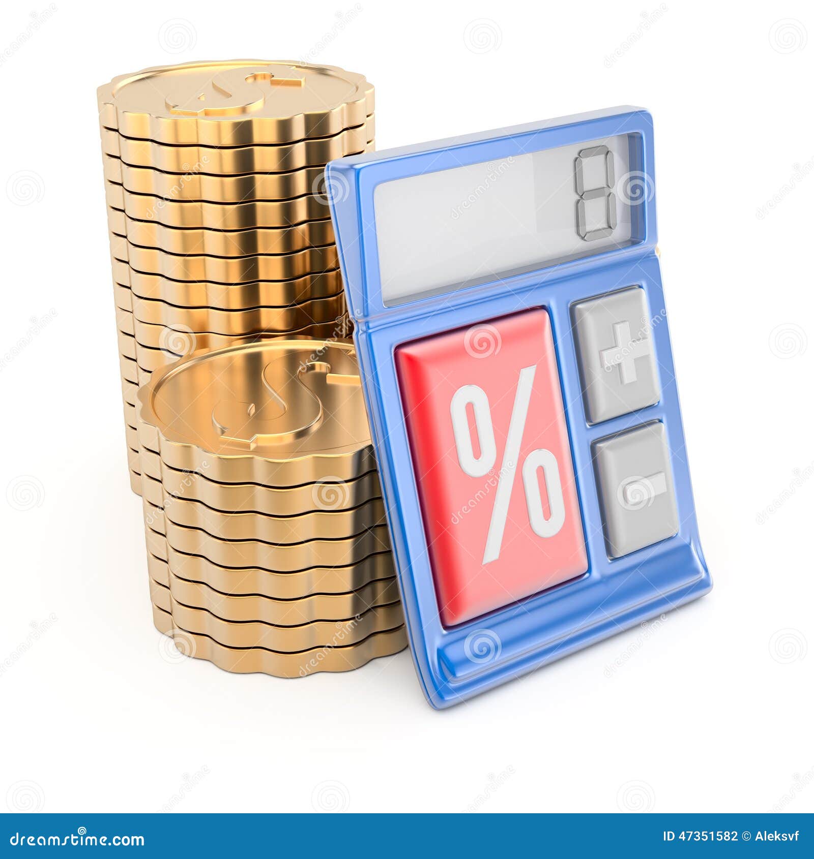 Stack of Coins and Calculator Stock Illustration - Illustration of ...
