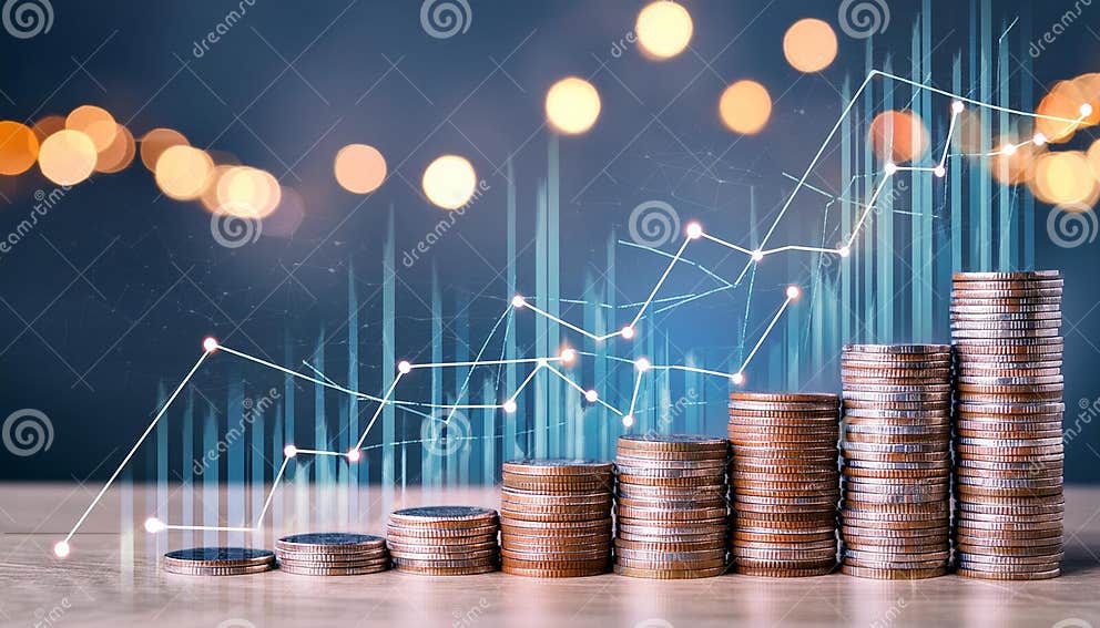 Stack of Coins with Chart for Growth, Business Marketing Stock ...