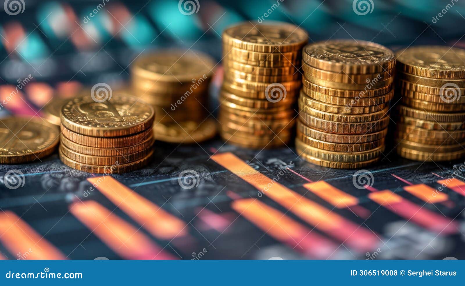 A Stack of Coins on a Chart with an Upward Trend, AI Stock Photo ...