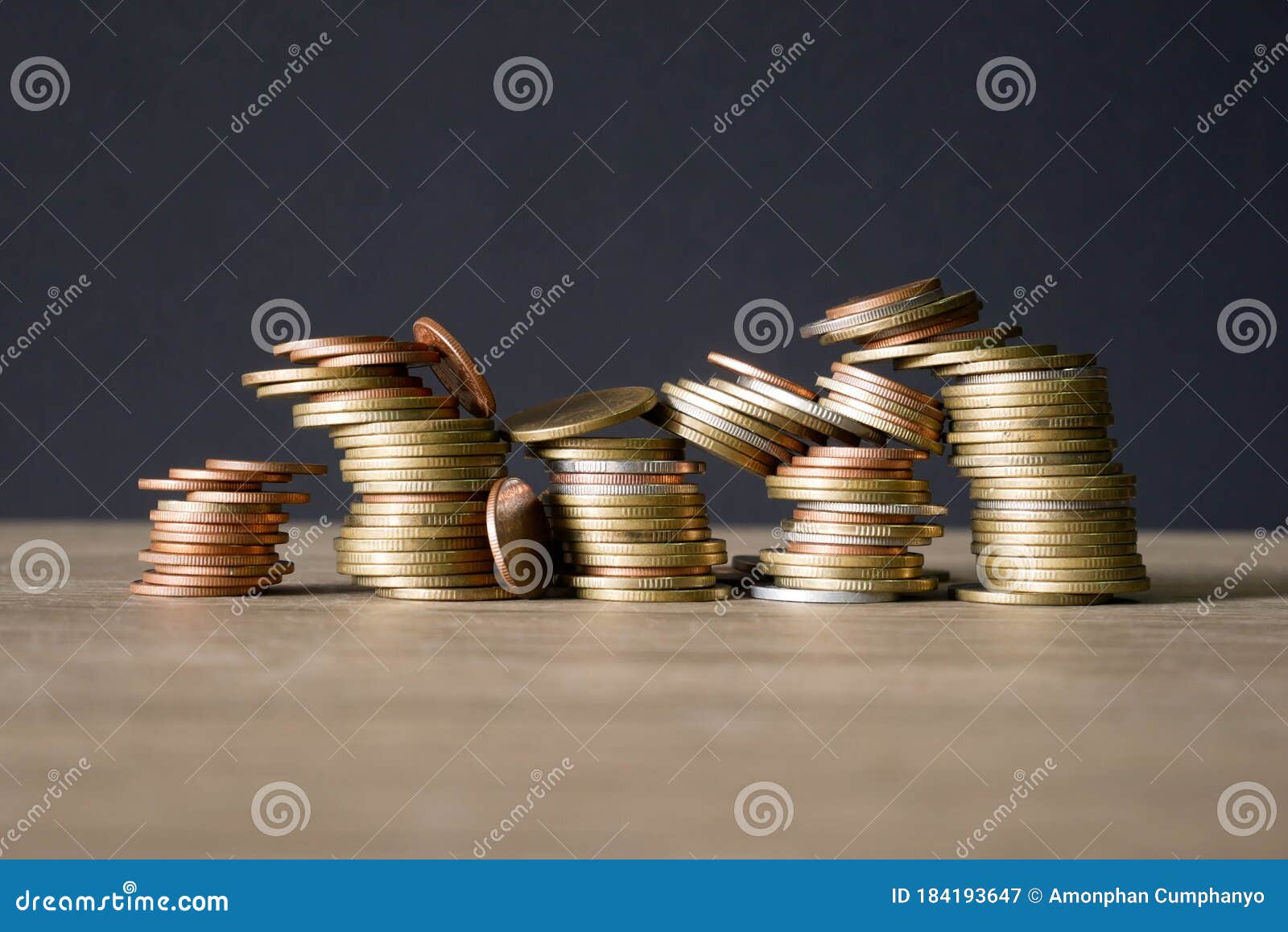 Stack Coins Concept Save Money for Background Stock Image - Image of ...