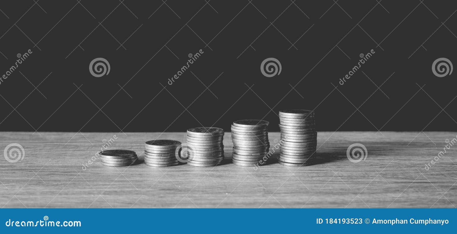 Stack Coins Concept Save Money Black Background Stock Image - Image of ...