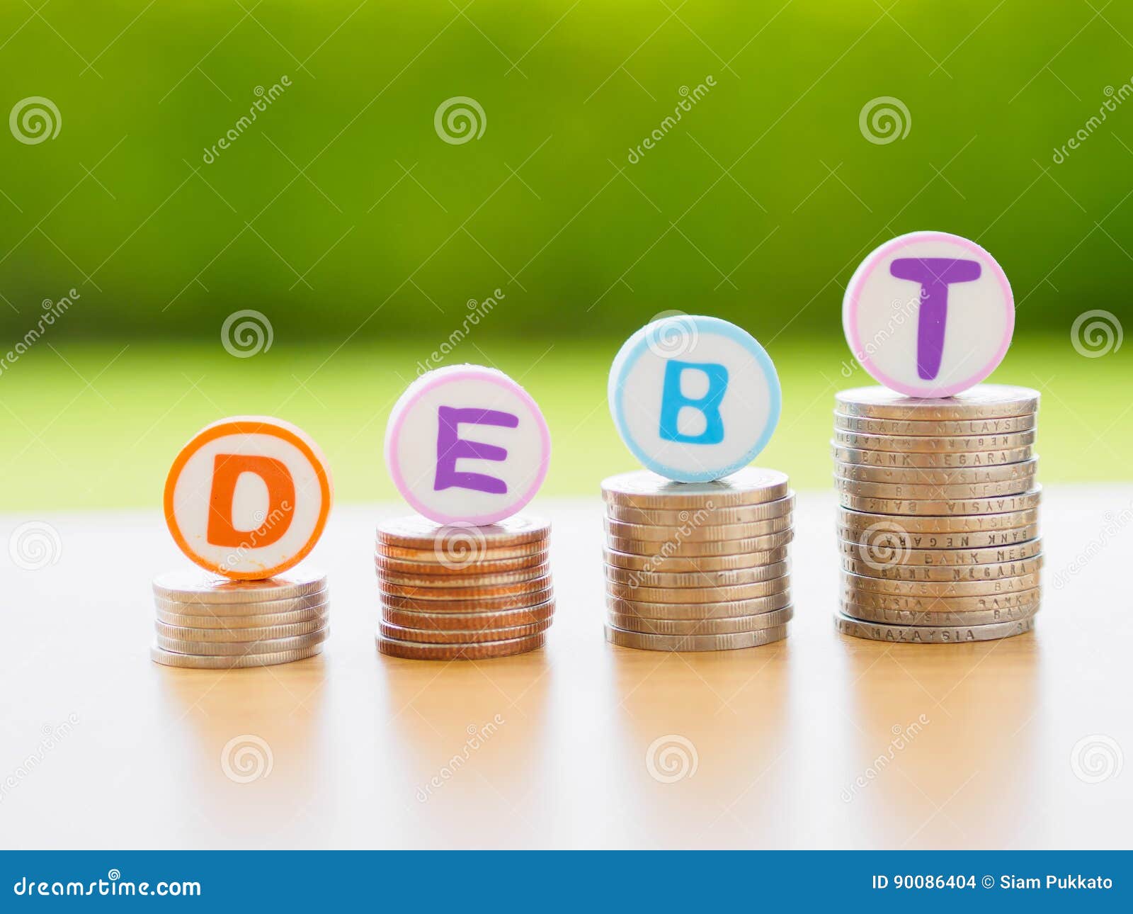 Stack of Coins in Debt Concept Stock Photo - Image of alphabet, cube ...