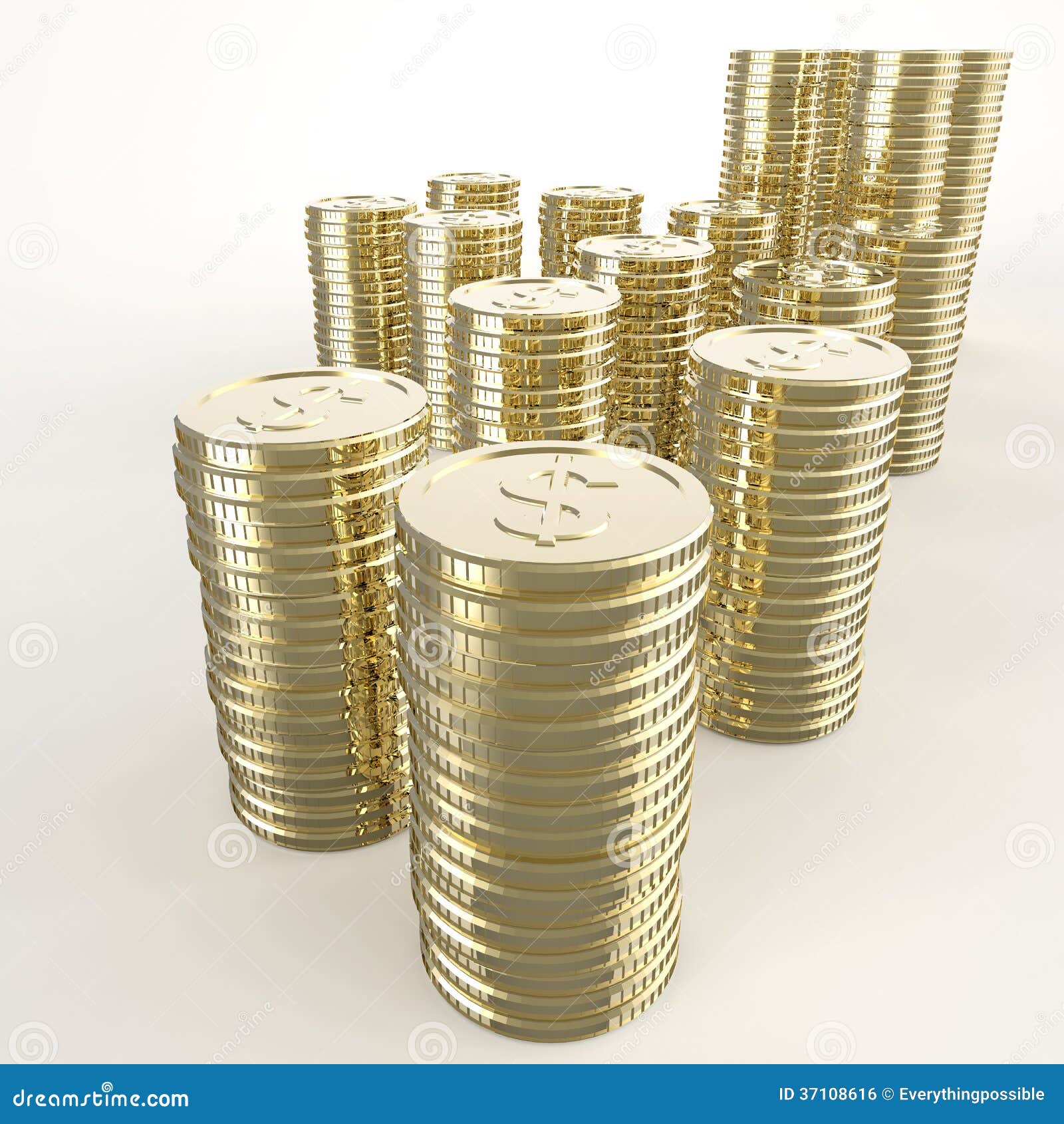 Stack of Coins Dollar Sign 3d Stock Illustration - Illustration of ...