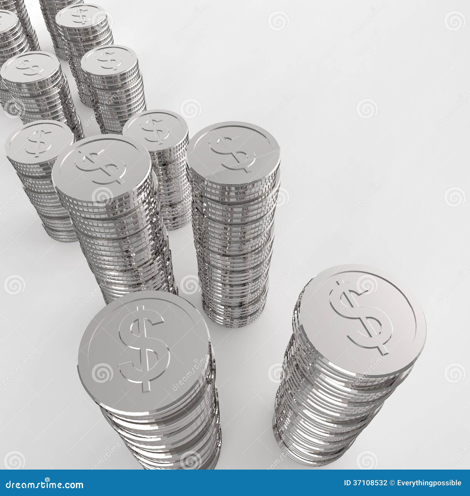Stack of Coins Dollar Sign 3d Stock Photo - Image of dollar, rate: 37108532