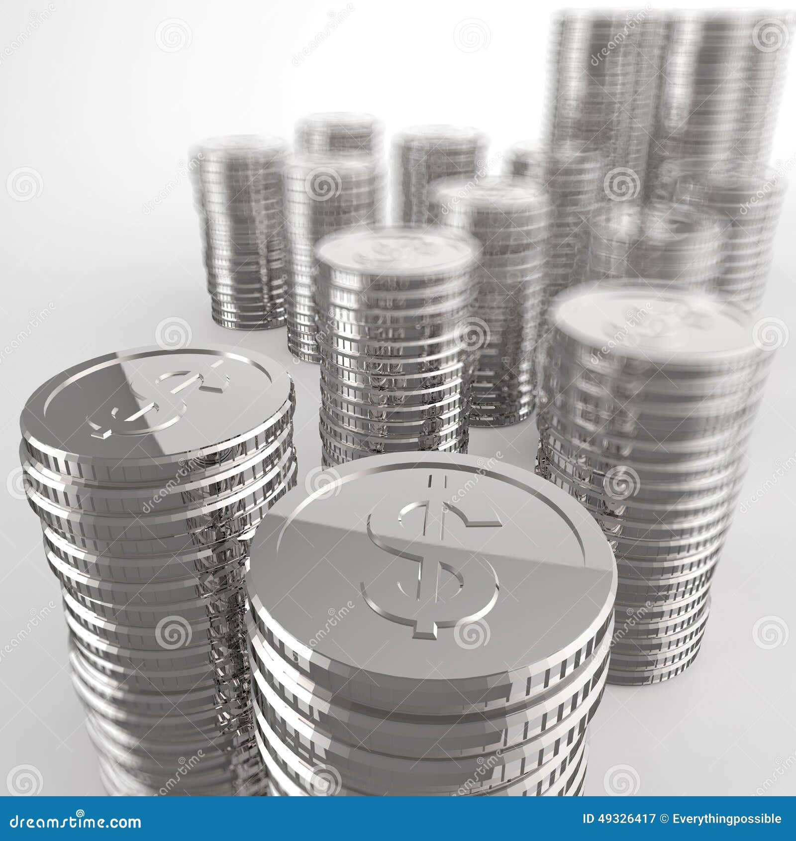 Stack of Coins Dollar Sign 3d Stock Illustration - Illustration of coin ...