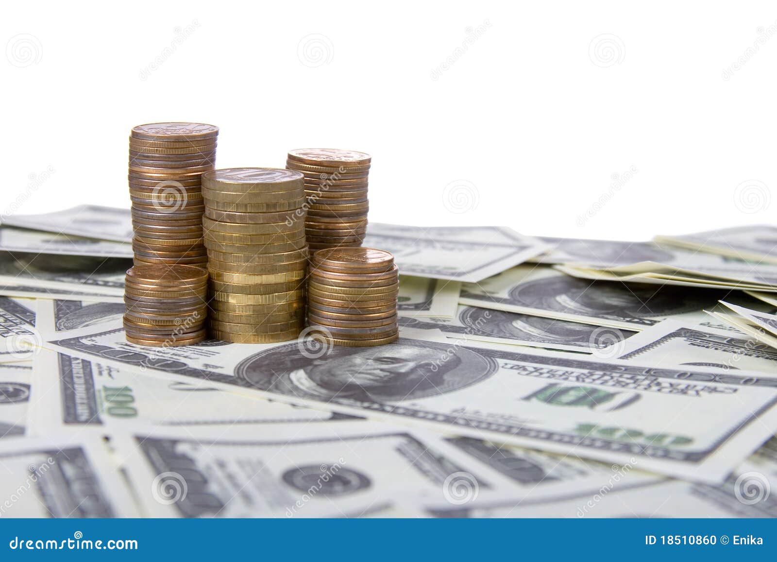 Stack of Coins on the Dollars Stock Photo - Image of credit, increase ...