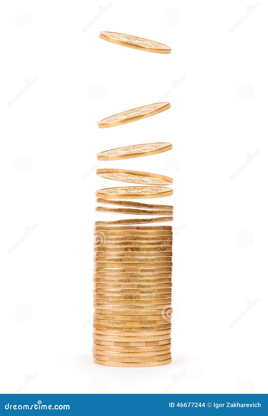 Stack and Coins Falling from Above Stock Photo - Image of economic ...