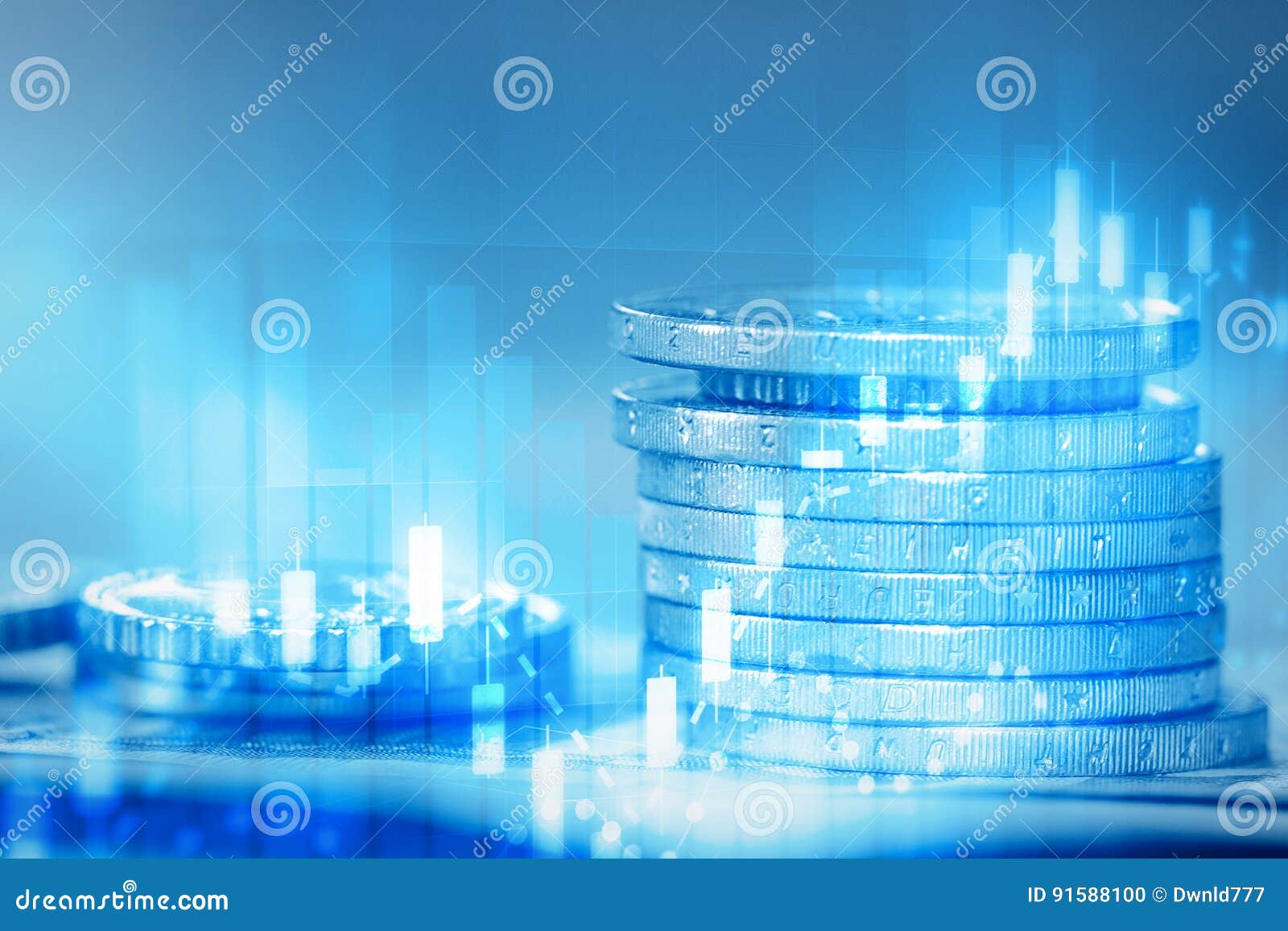 Stack of Coins and Financial Equity Market Chart Stock Illustration ...