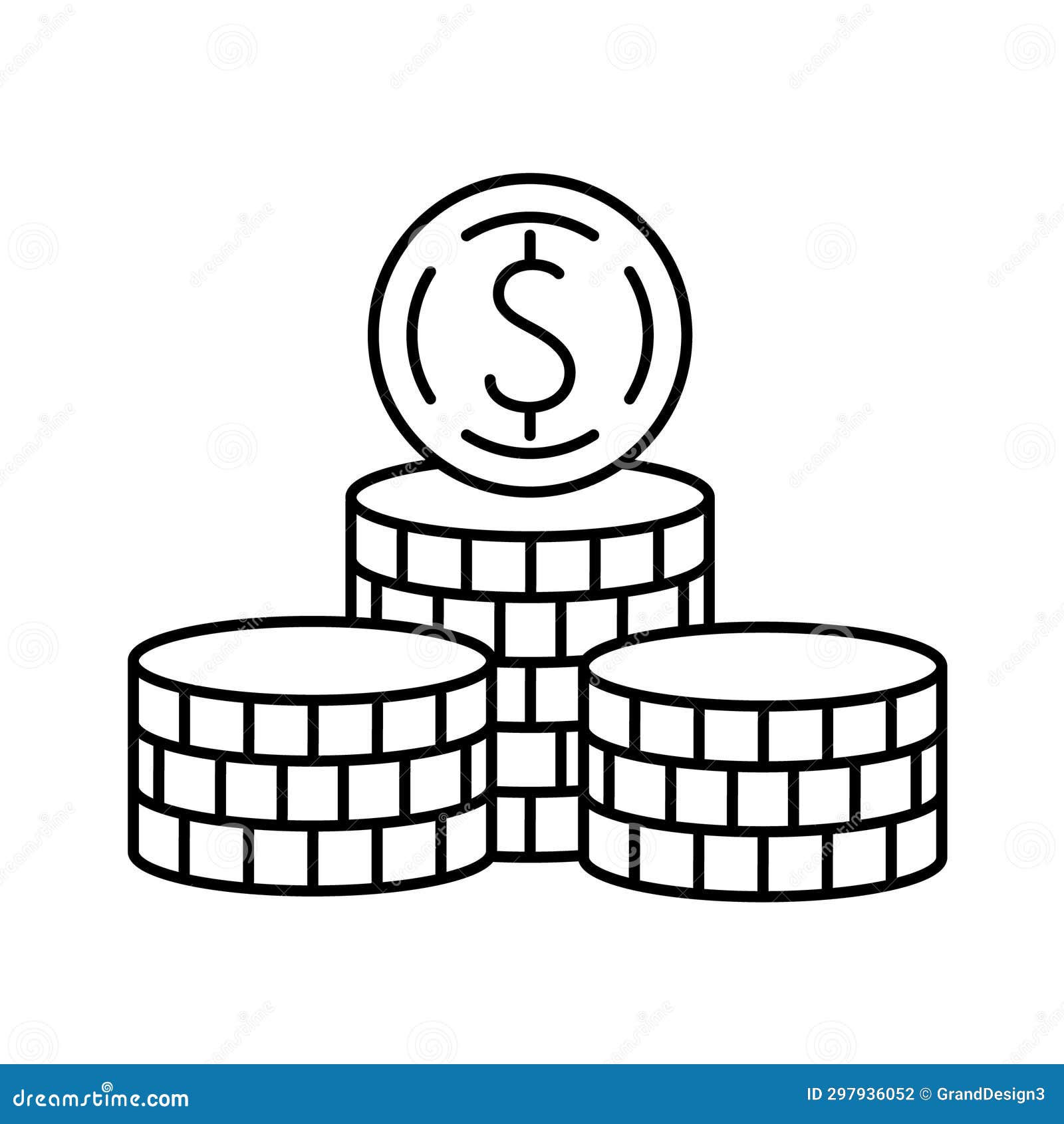Stack of Coins, Fundraising or Financing, Vector Line Icon Stock Vector ...