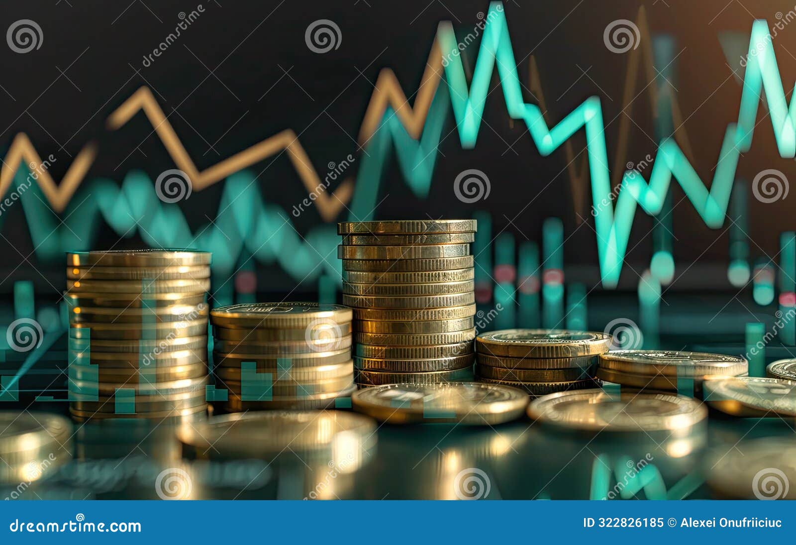 Coins on Graph with Keywords Buildings, Fonts, Cities, Art Stock ...