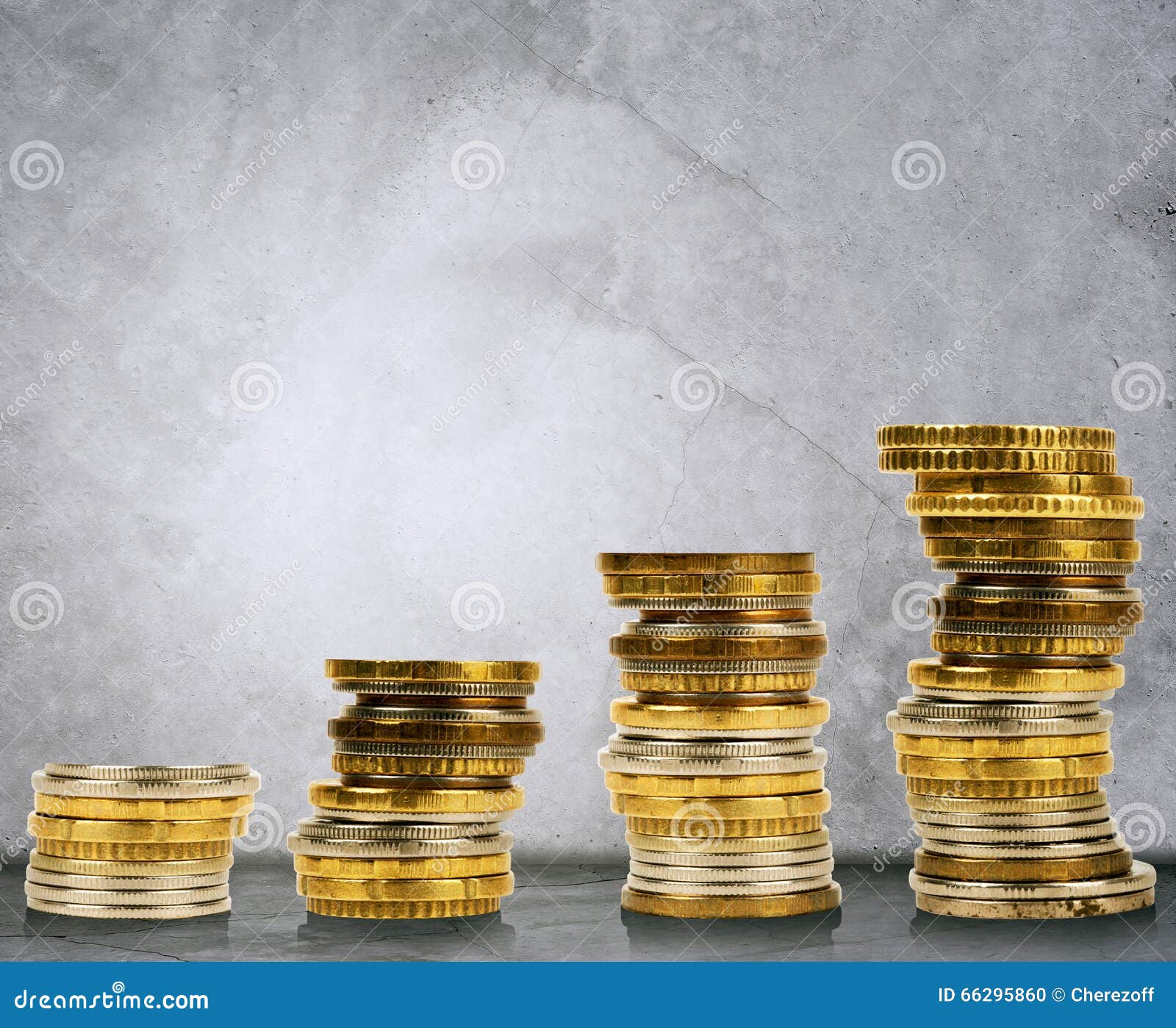 Stack of coins grey stock photo. Image of pile, money - 66295860