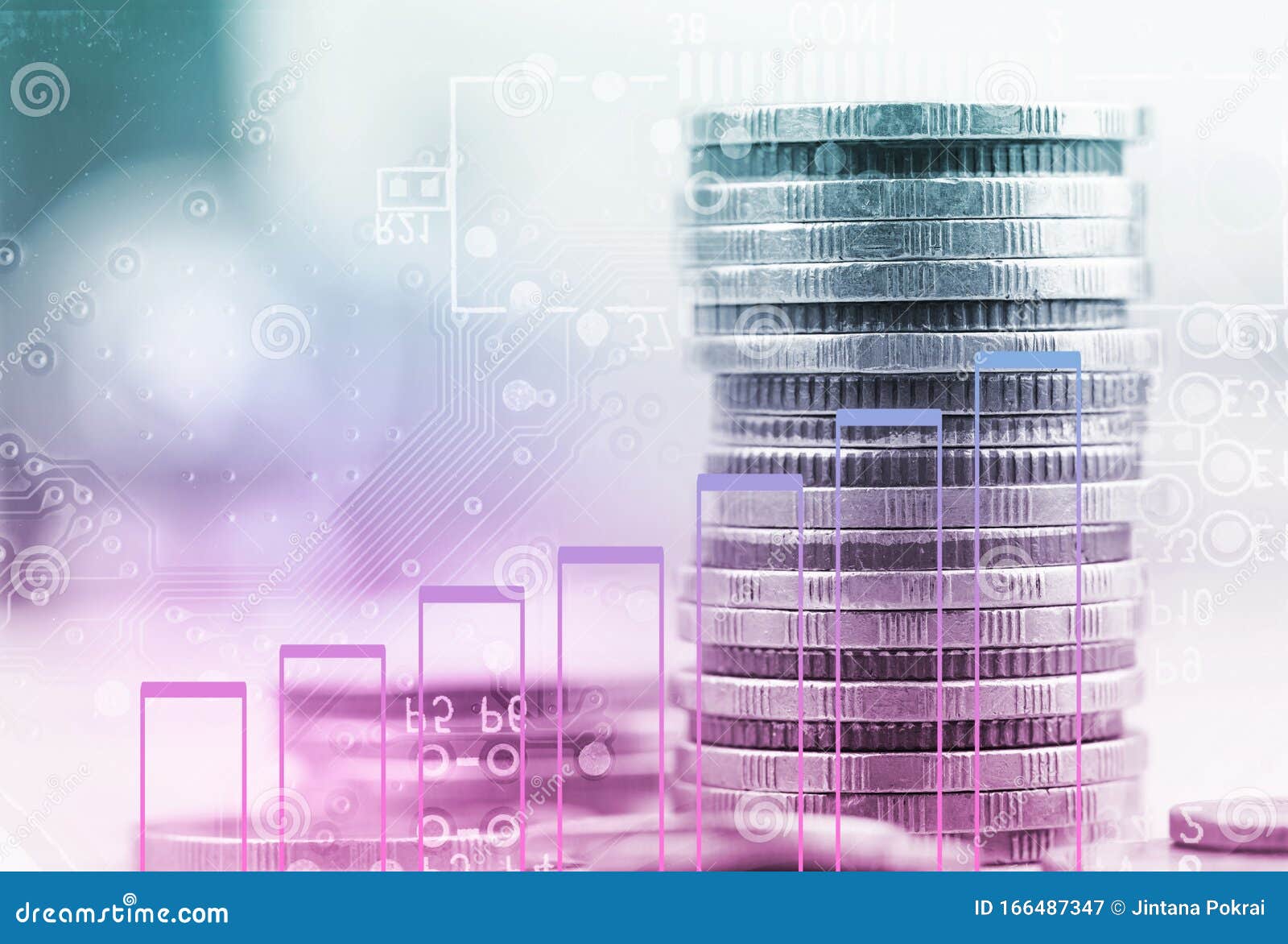 Stack of Coins with Growing Graph for Business Finance Stock Image ...
