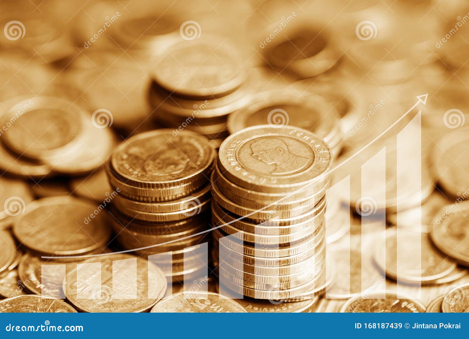 Stack of Coins with Growing Graph for Business Finance Stock Image ...