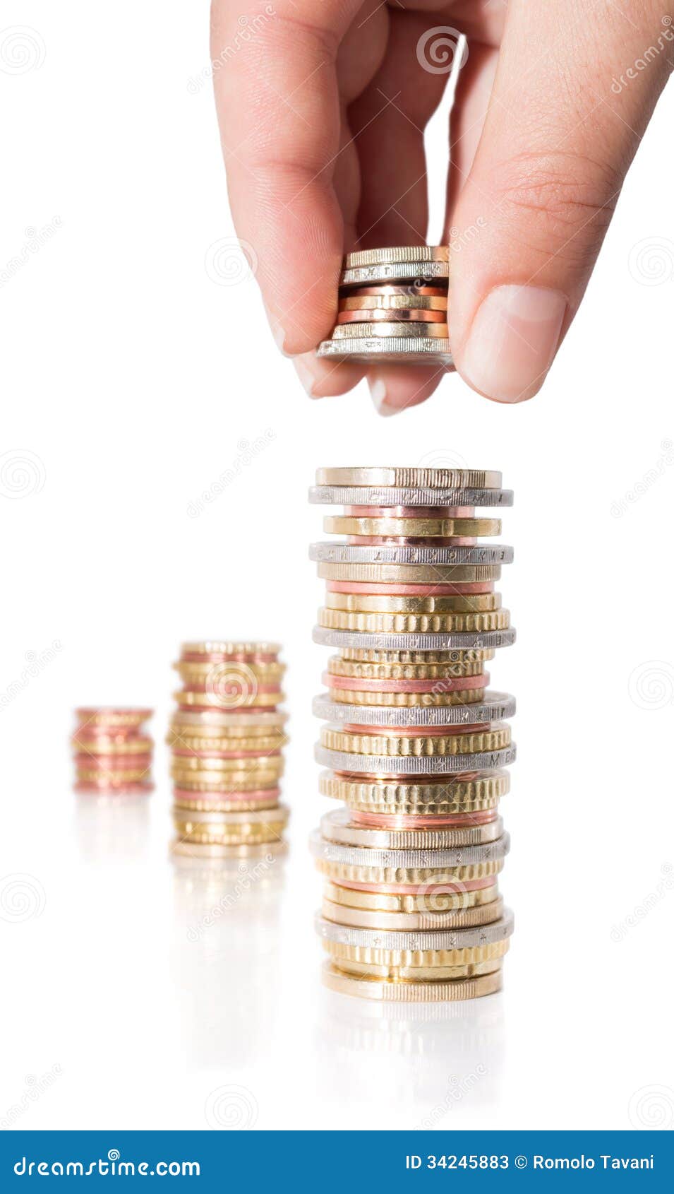 Stack Coins with Hand - Increasing Revenue Stock Image - Image of ...