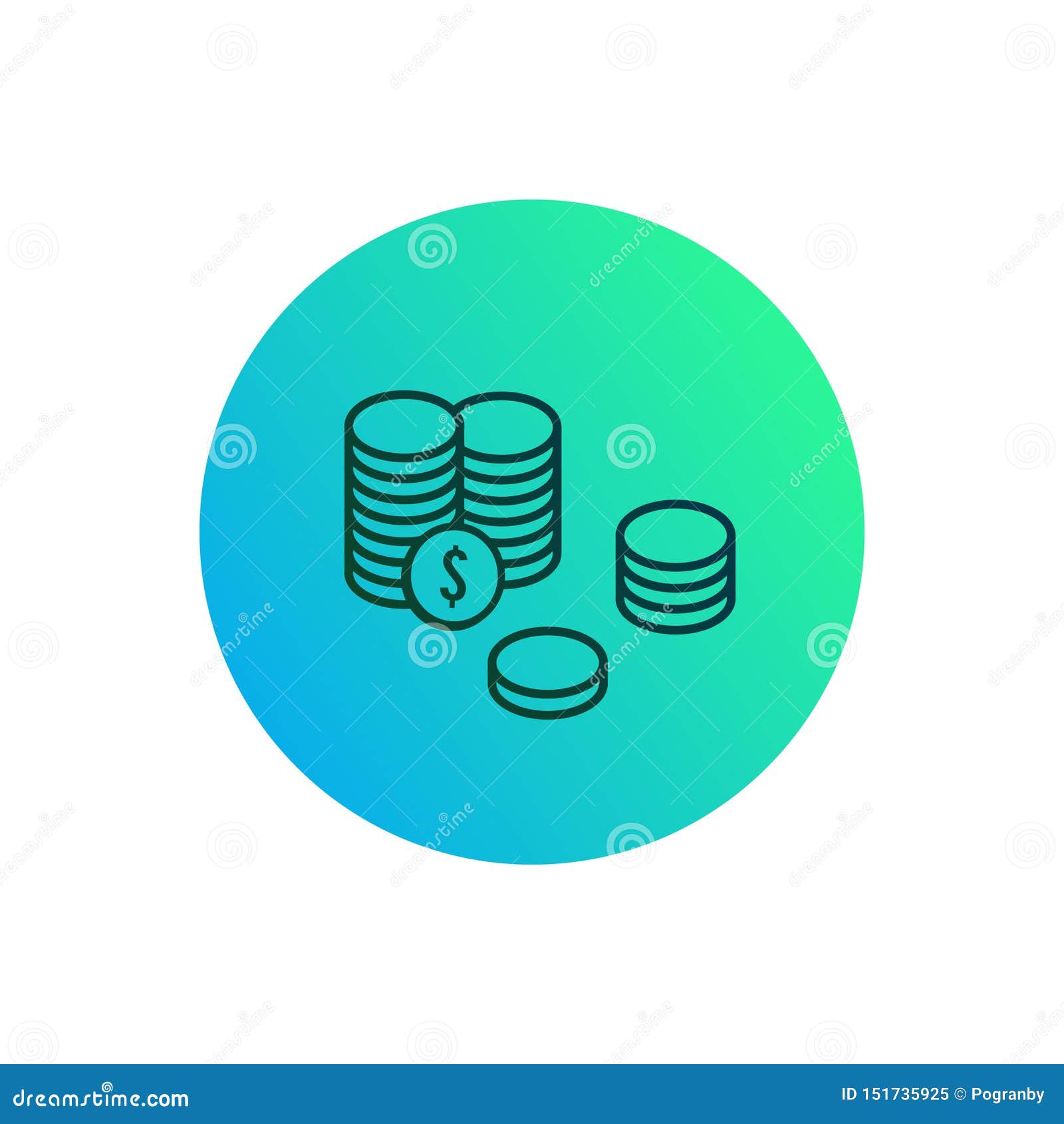 Stack of Coins Icon. Gradient Button with Money on it Stock Vector ...