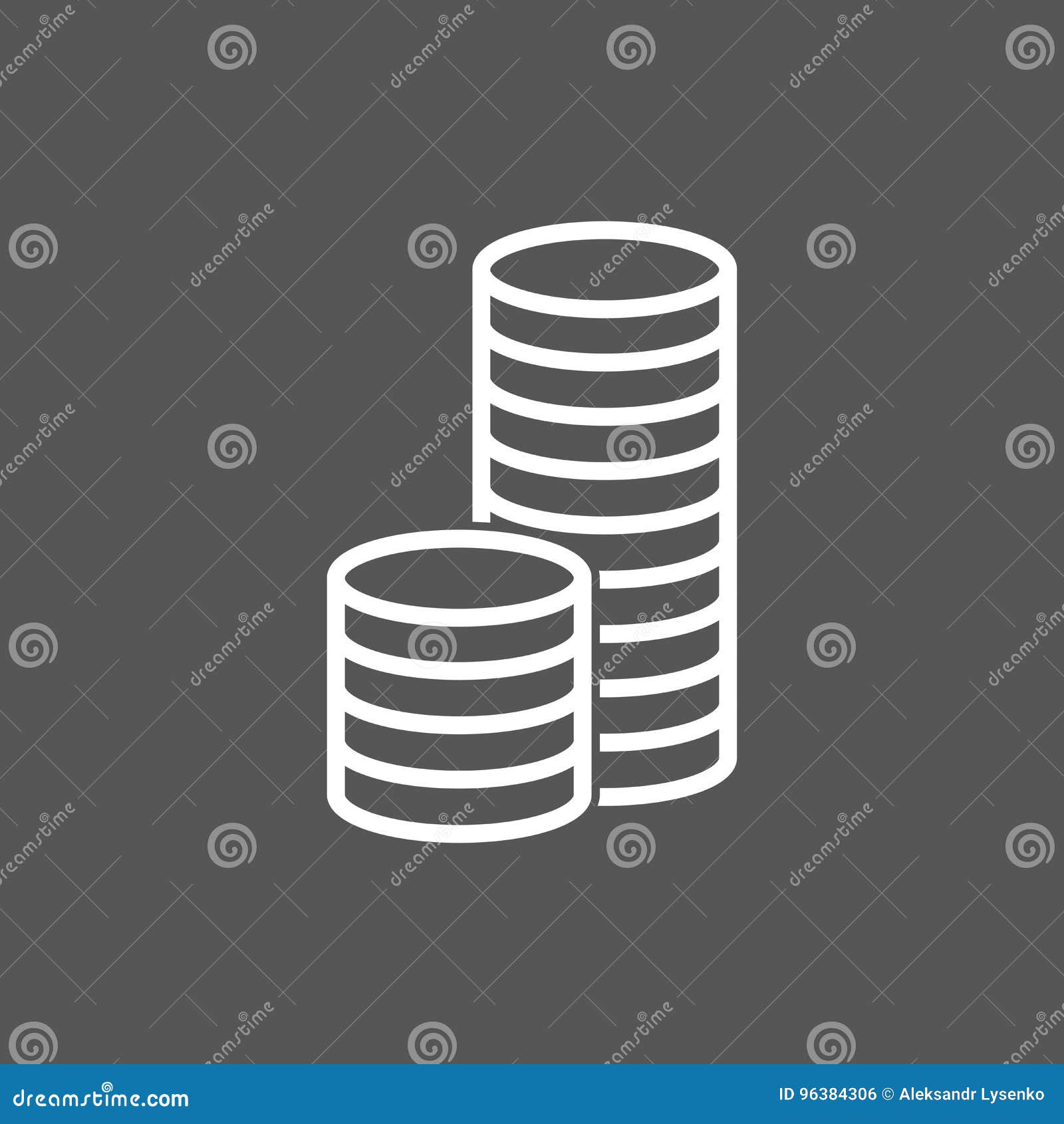 Stack Coins Icon. Money Flat Vector Illustration on Grey Background ...