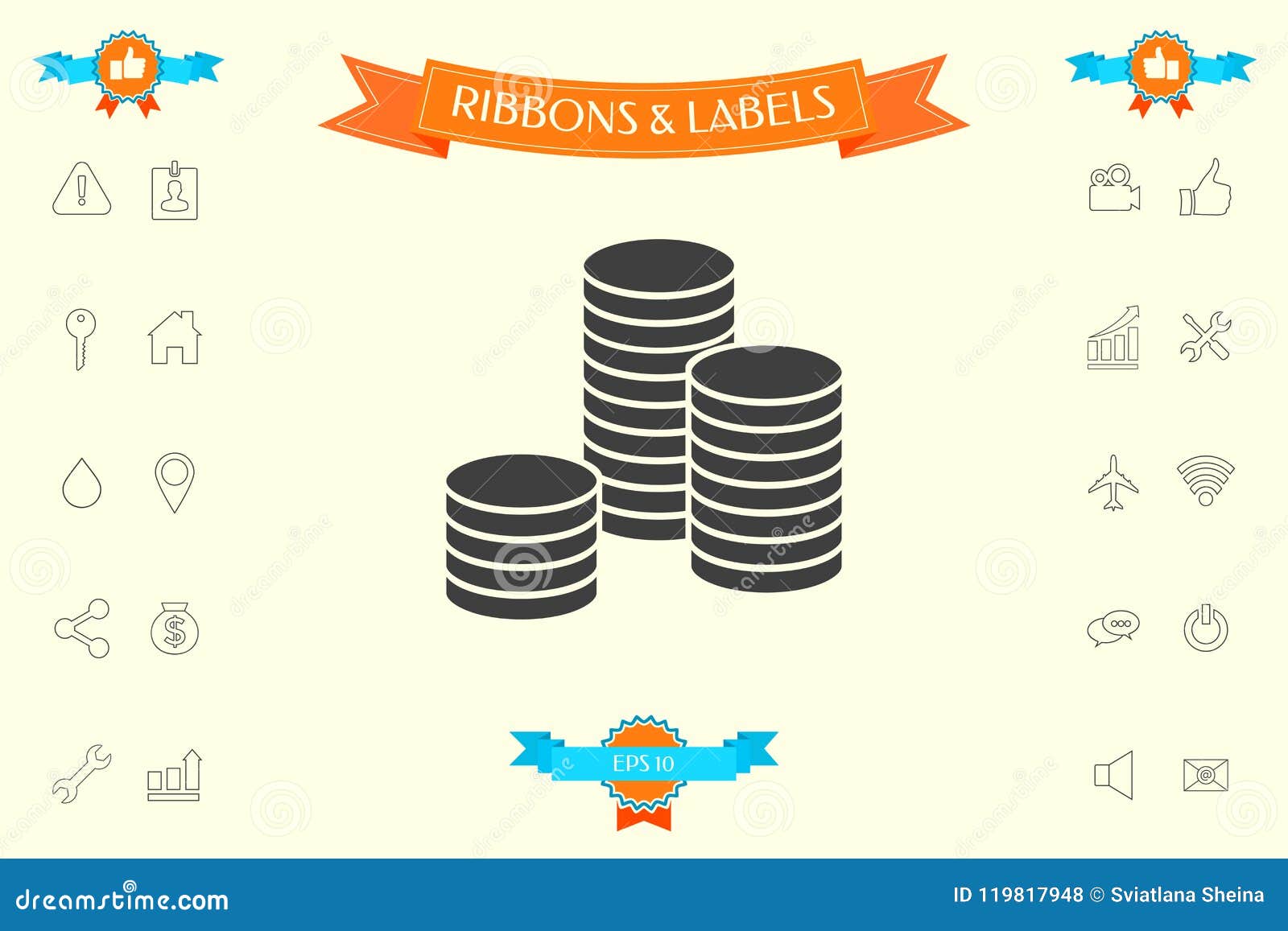 Stack of coins icon stock vector. Illustration of treasure - 119817948