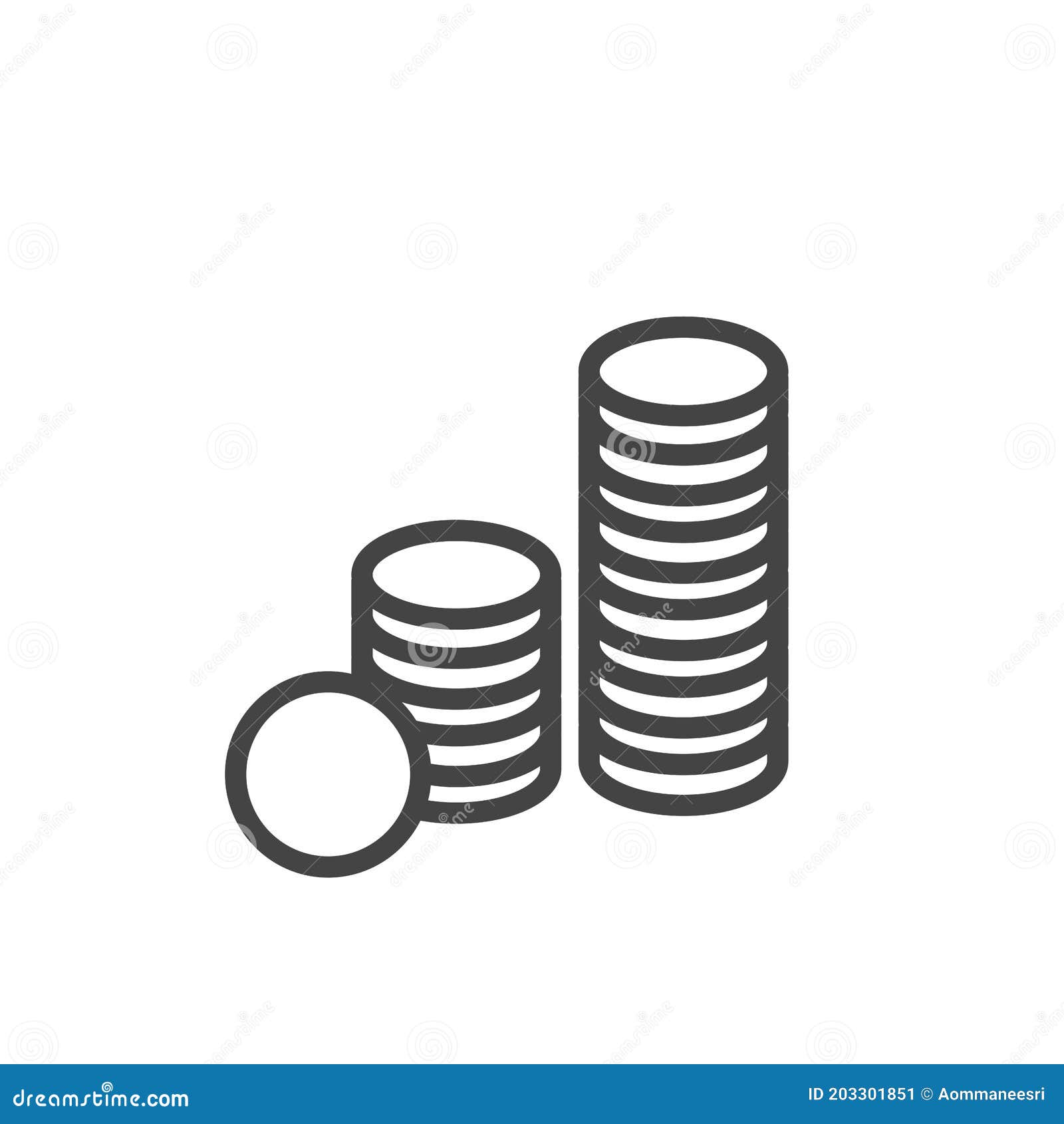 Stack of Coins or Income Outline Icon on White Background Stock Vector ...