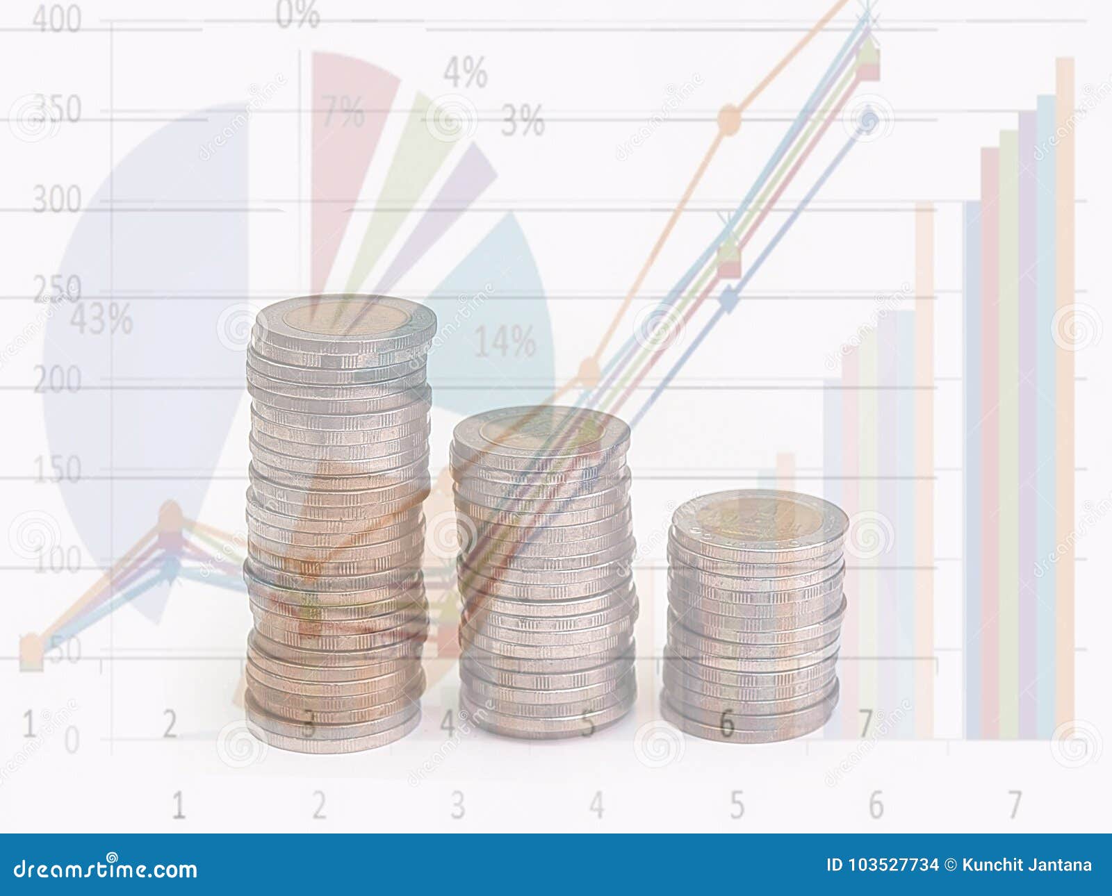 Stack of coins increase . stock photo. Image of banking - 103527734