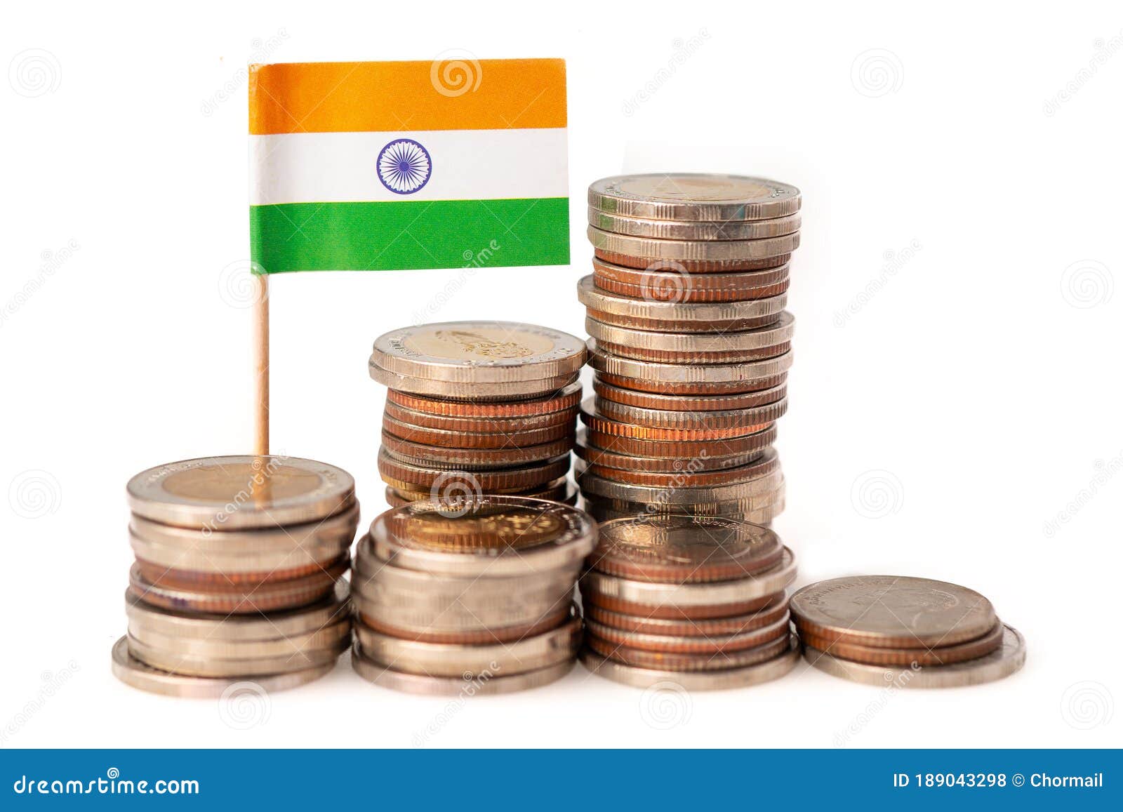 Stack of Coins with India Flag. Stock Photo - Image of india, business ...
