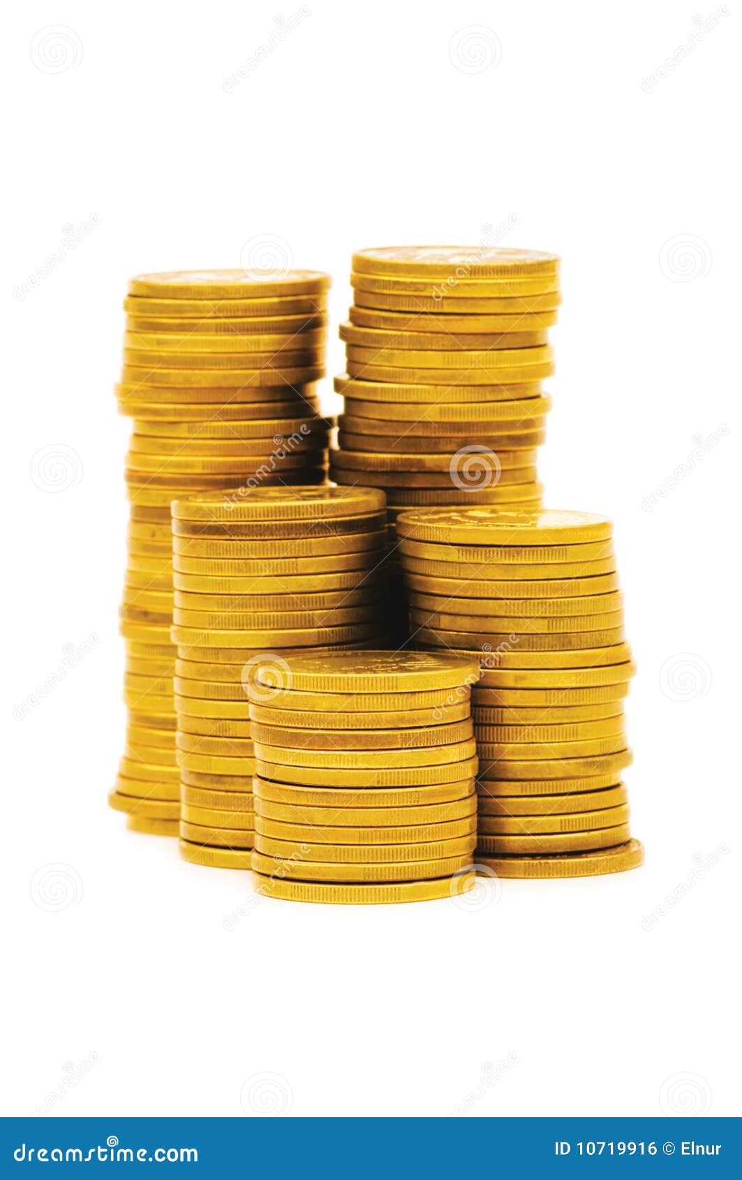 Stack of coins isolated stock photo. Image of background - 10719916